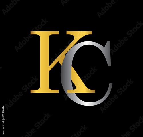 KC initial letter with gold and silver Stock Vector | Adobe Stock