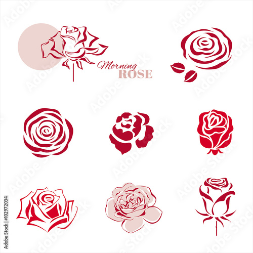 Rose symbols design set. Vector illustration. Stock Vector | Adobe Stock