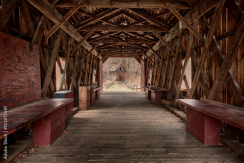 Red Barn Bridge Interior Stock Photo | Adobe Stock