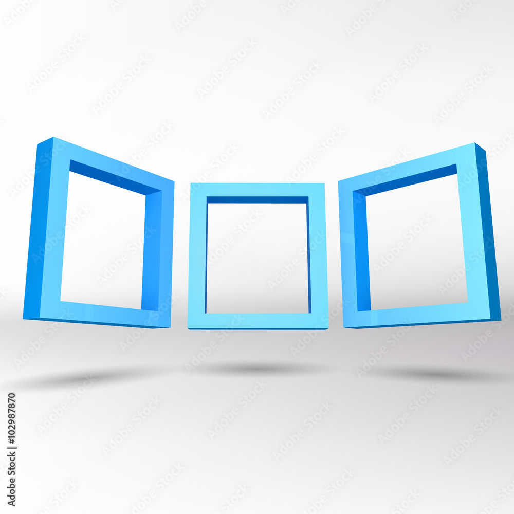 Vector de Stock Three blue rectangular 3D frames | Adobe Stock