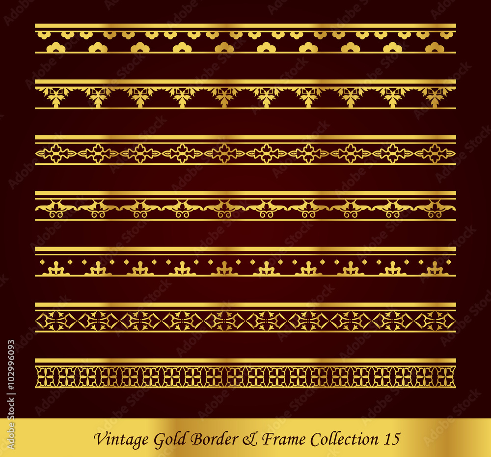 Vintage Gold Border Frame Vector Collection 15 Stock Vector | Adobe Stock