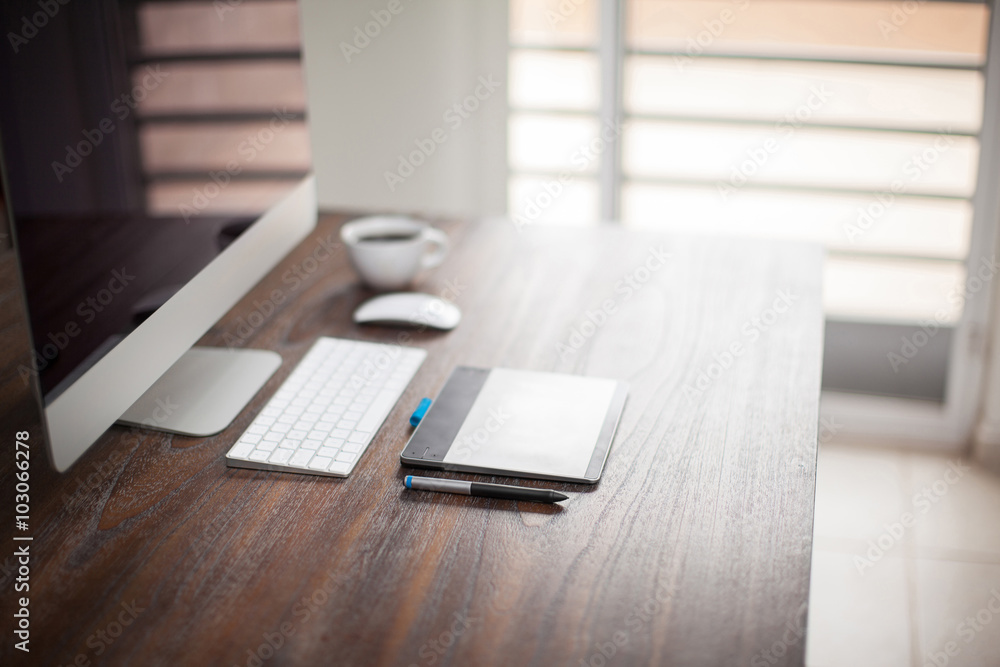Office desk of an illustrator Stock Photo | Adobe Stock