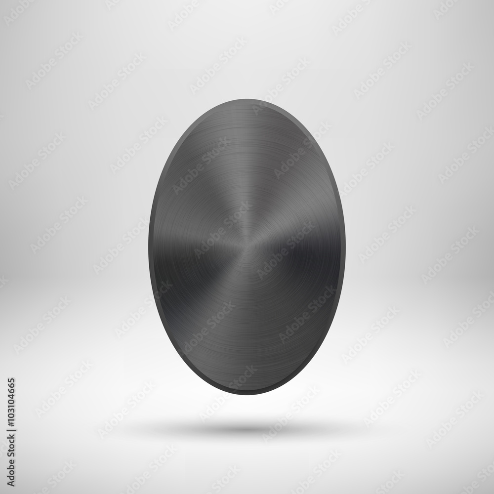 Black abstract geometric shape, ellipse, oval badge, blank button ...