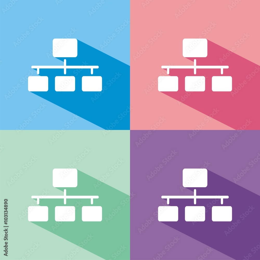 Icono De Organigrama Sobre Fondos De Colores Jerarquía De Organización 3693
