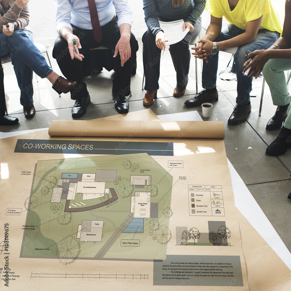Co Working Space Architecture Plan Map Blueprint Design Concept Stock ...
