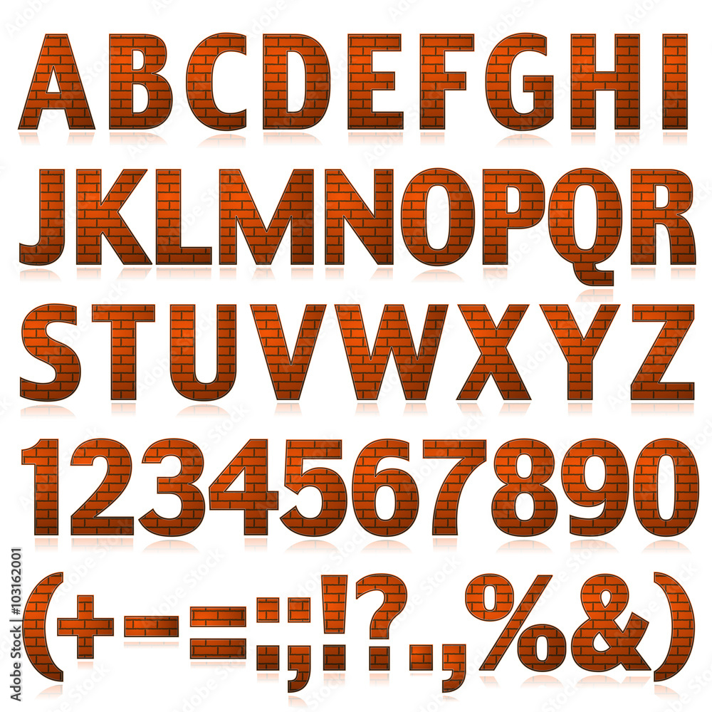 Alphabet set 3 brick big letters Stock Vector | Adobe Stock