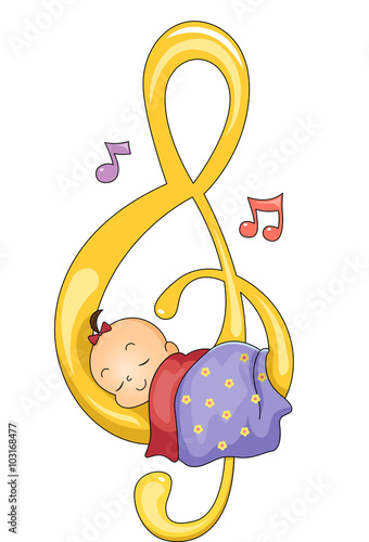 Baby Girl Sleeping Peacefully Musical Notes Stock Vector | Adobe Stock