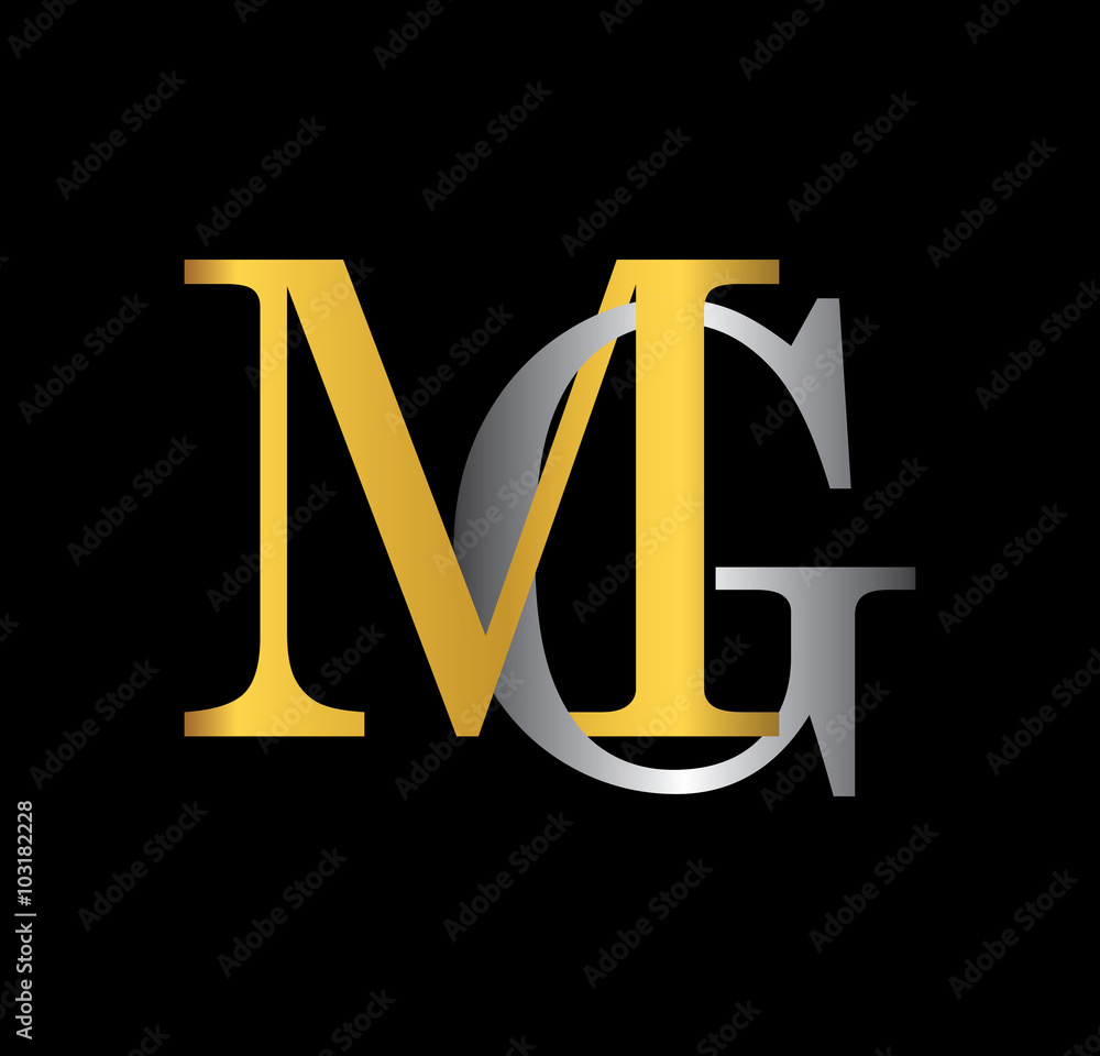 MG initial letter with gold and silver Stock Vector | Adobe Stock