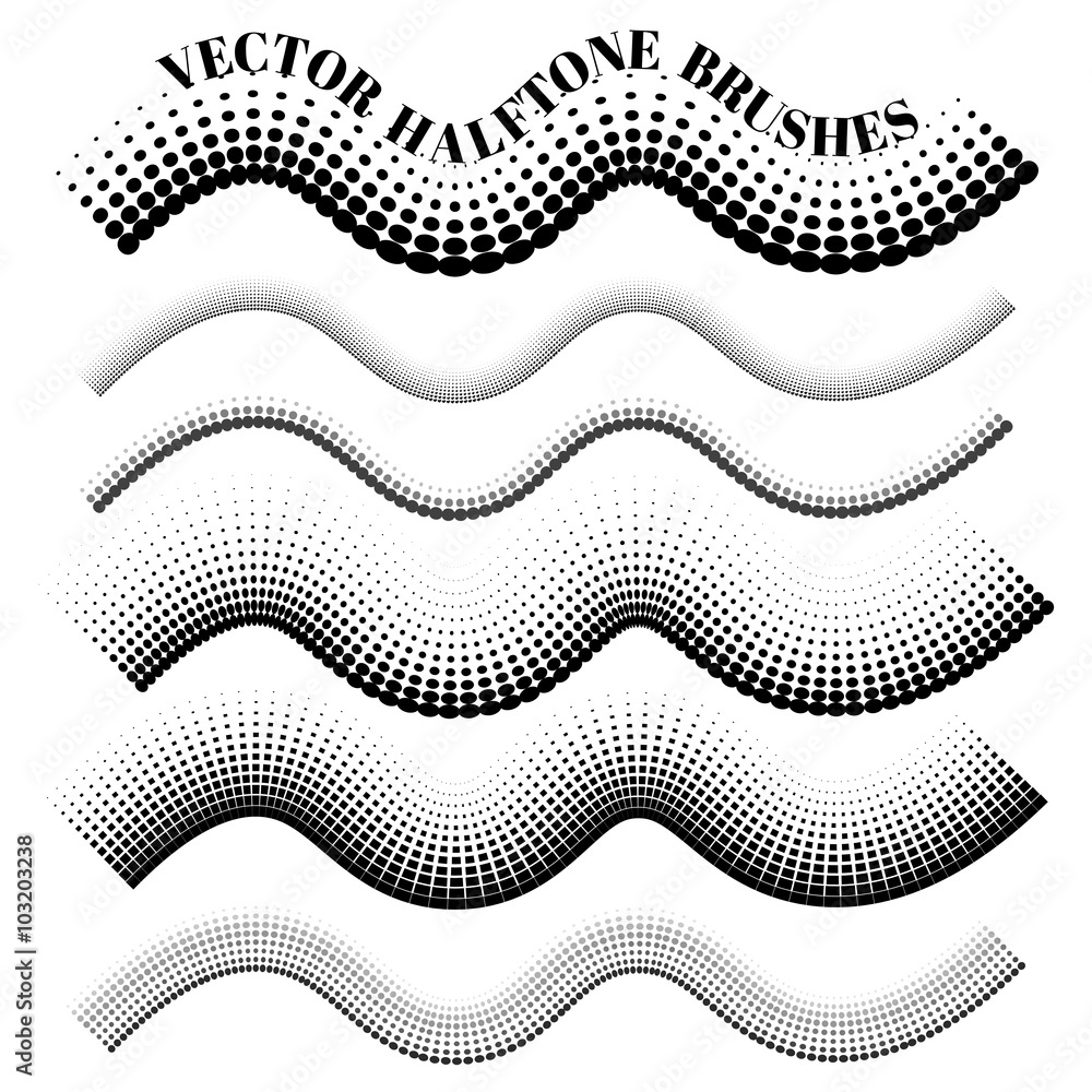 Collection of vector halftone pattern brushes Stock Vector | Adobe Stock