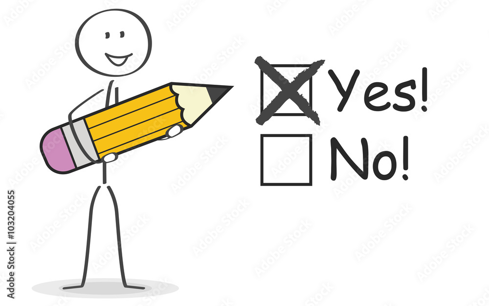 Strichmännchen stimmt mit ja auf Englisch Stock Vector | Adobe Stock