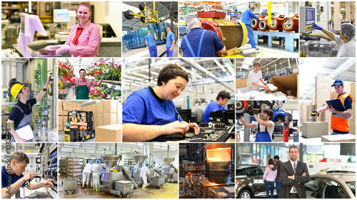 Berufswahl - Collage mit Berufen in der Industrie, Handwerk und Handel ...