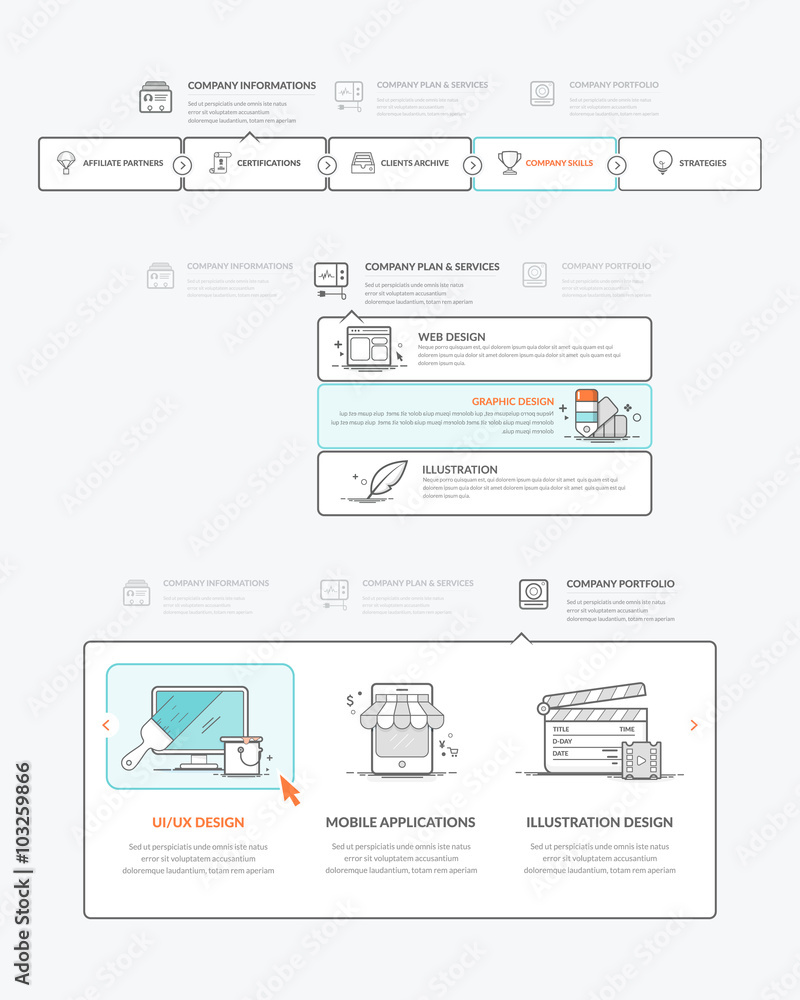 Website navigation elements: Set of colorful navigation elements for ...