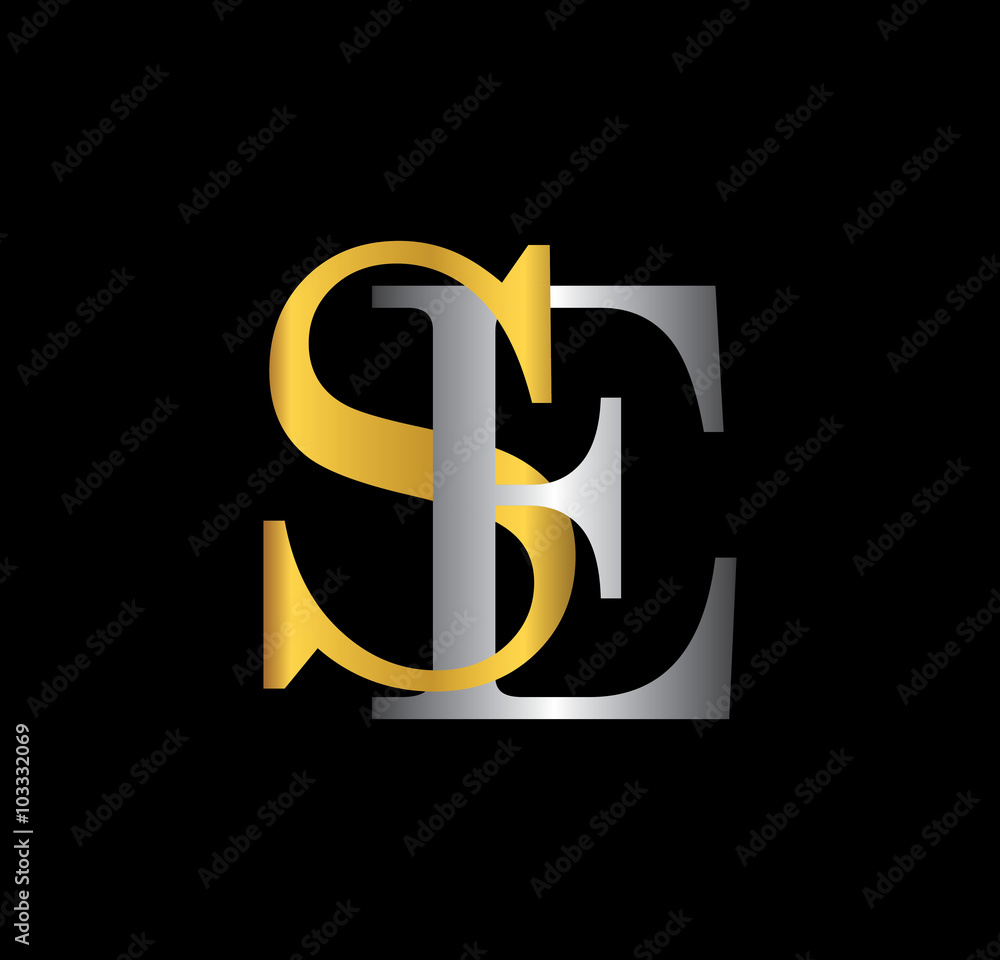 SE initial letter with gold and silver Stock Vector | Adobe Stock