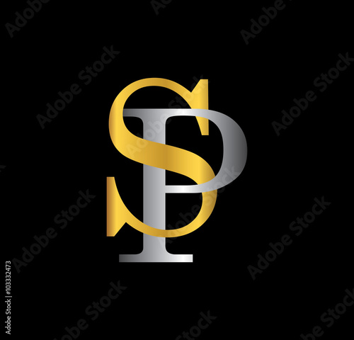 SP initial letter with gold and silver Stock Vector | Adobe Stock