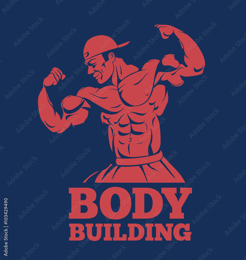 bodybuilder muscle man fitness model posing logo. bodybuilder showing ...