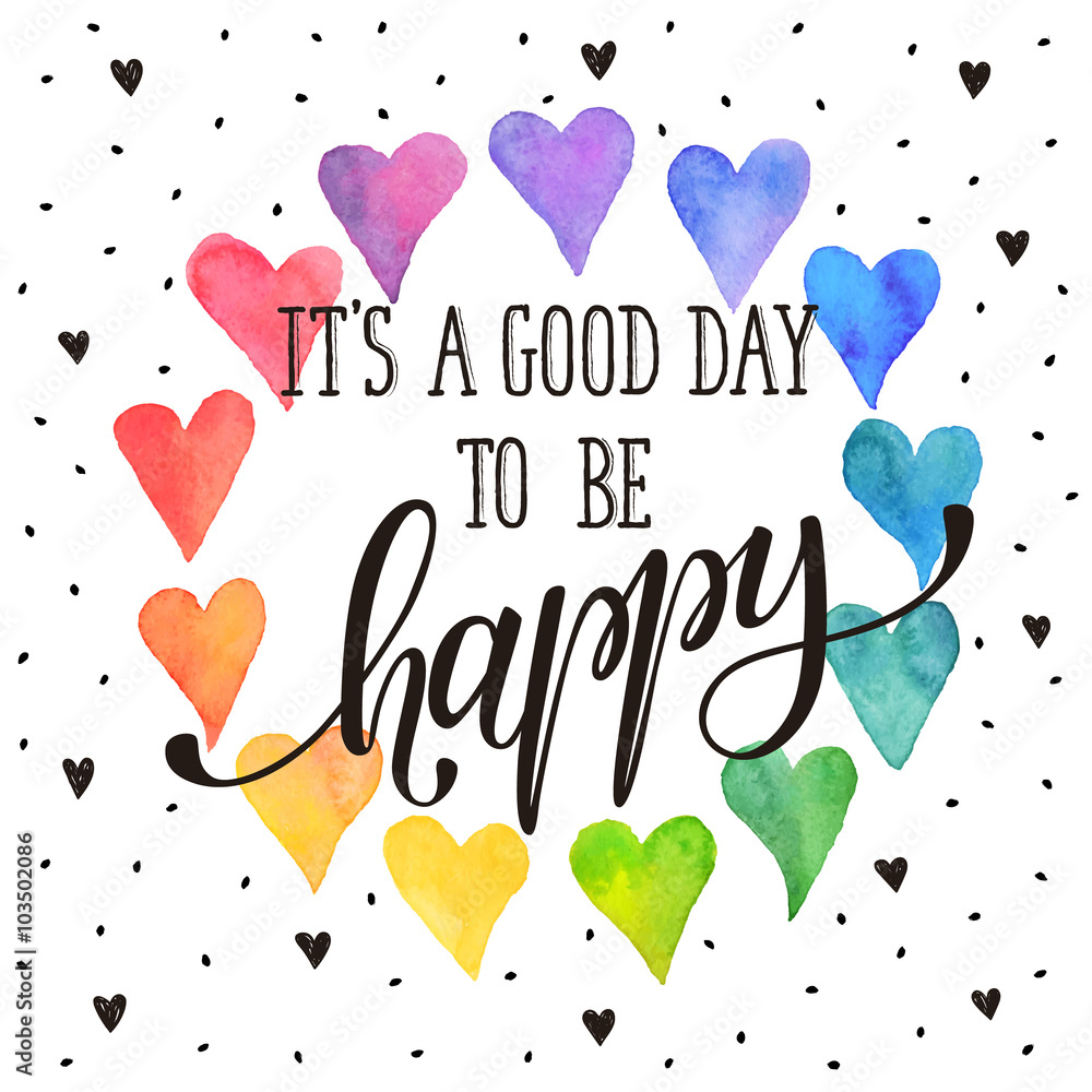 Colorful frame from watercolor hearts with text. Colorful watercolor ...
