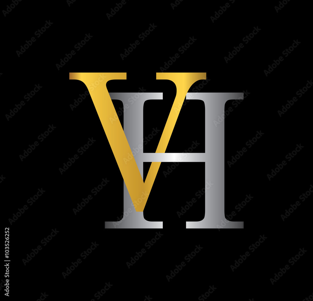 VH initial letter with gold and silver Stock Vector | Adobe Stock