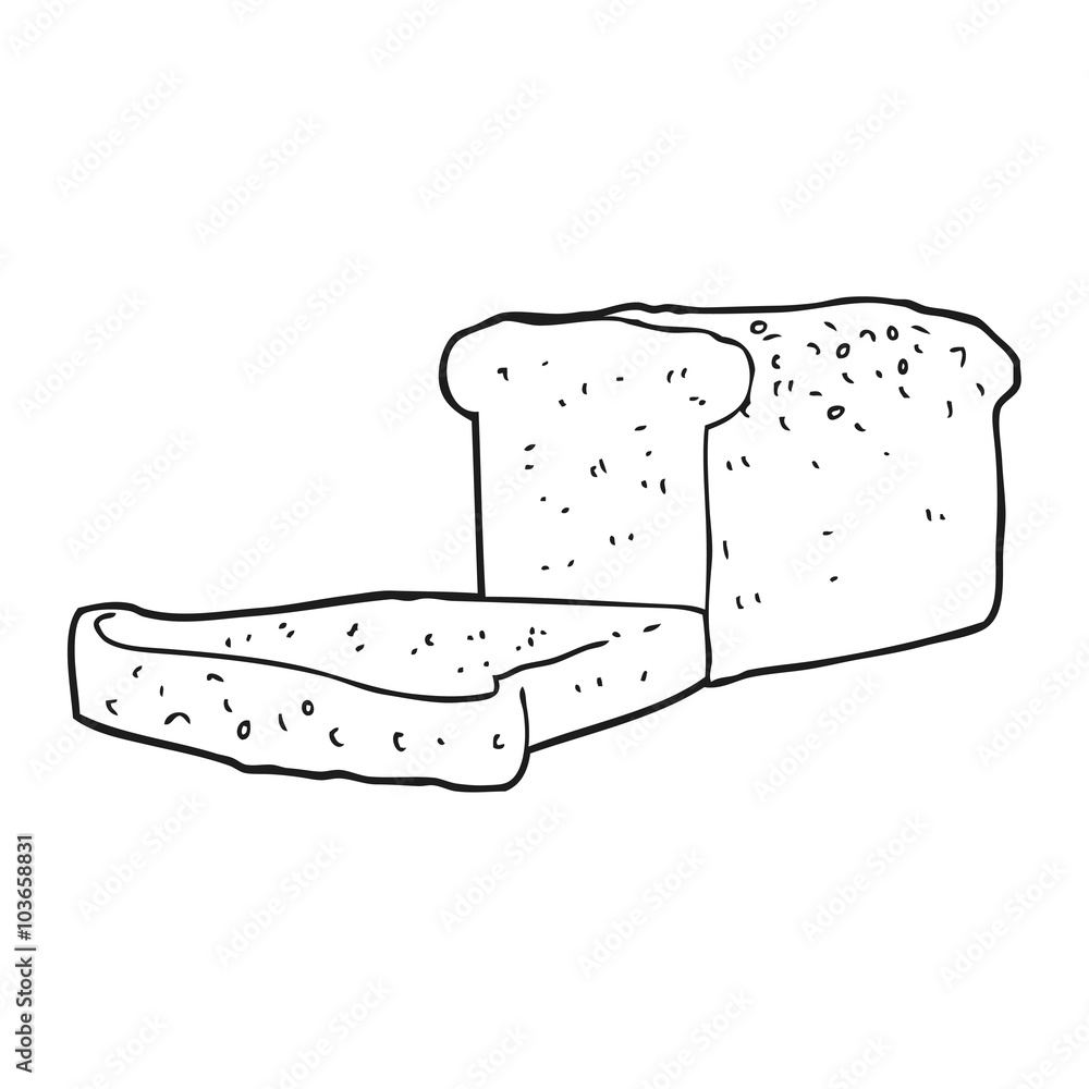 black and white cartoon loaf of bread Stock Vector | Adobe Stock