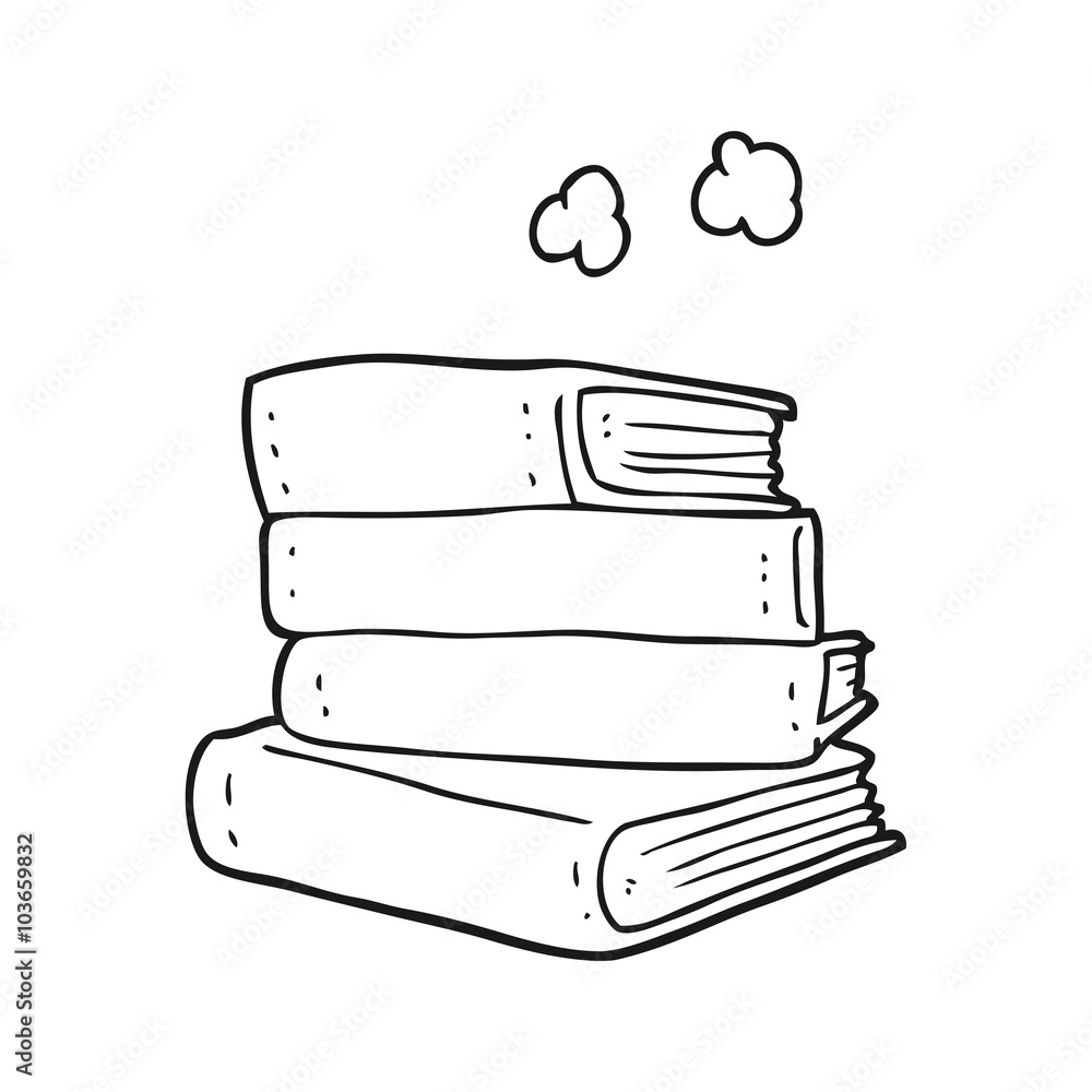 black and white cartoon stack of books Stock Vector | Adobe Stock