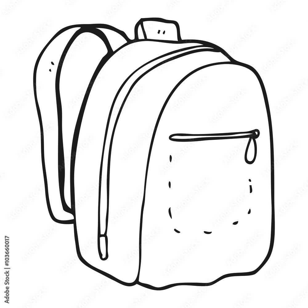 black and white cartoon rucksack Stock Vector | Adobe Stock