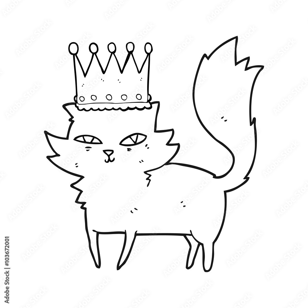 black and white cartoon posh cat Stock Vector | Adobe Stock
