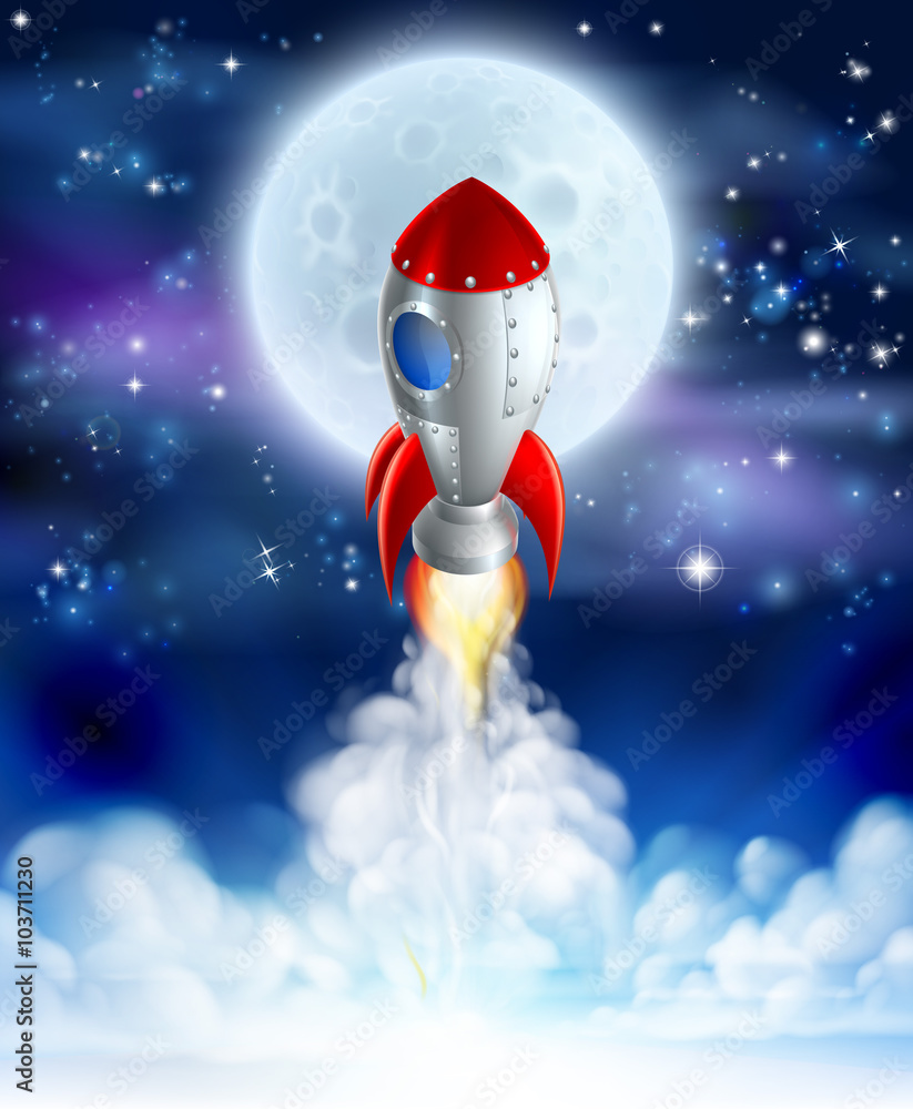 Cartoon Rocket Launch Stock Vector | Adobe Stock
