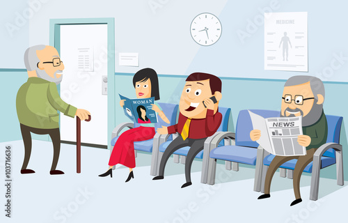 Crowded Hospital Waiting Room Cartoon
