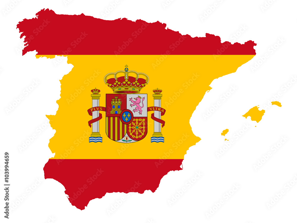 Spain map with flag vector illustration Stock Vector | Adobe Stock