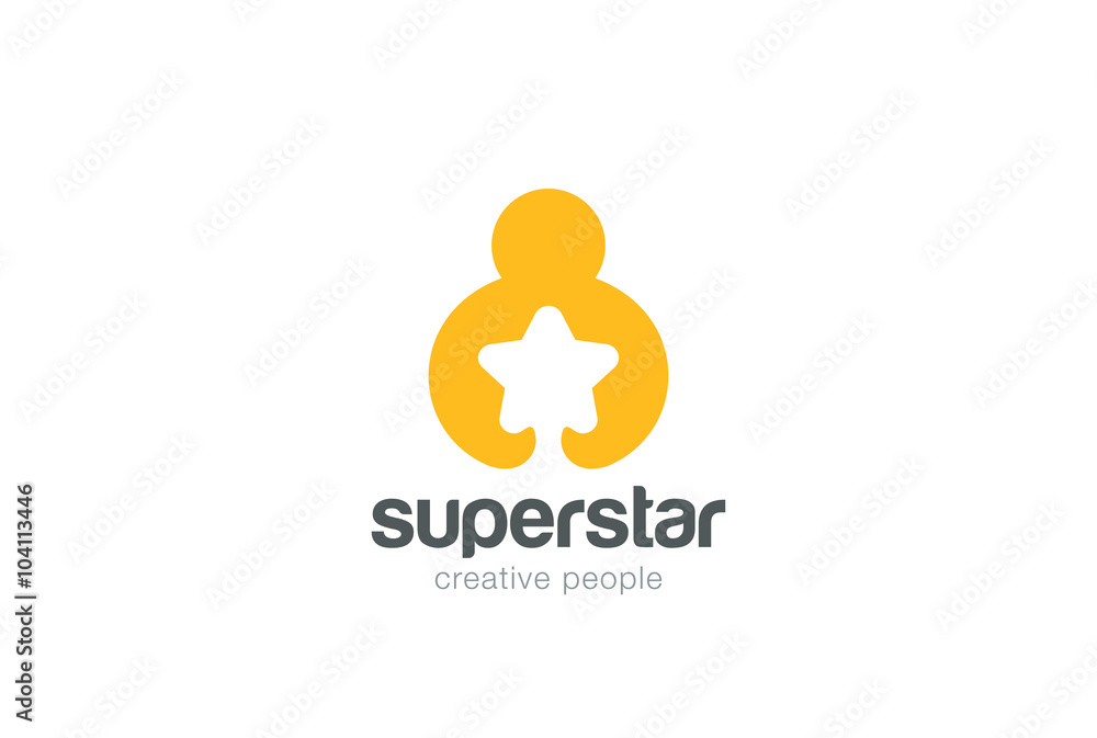Man holding hands Star Logo design vector negative space Stock Vector ...
