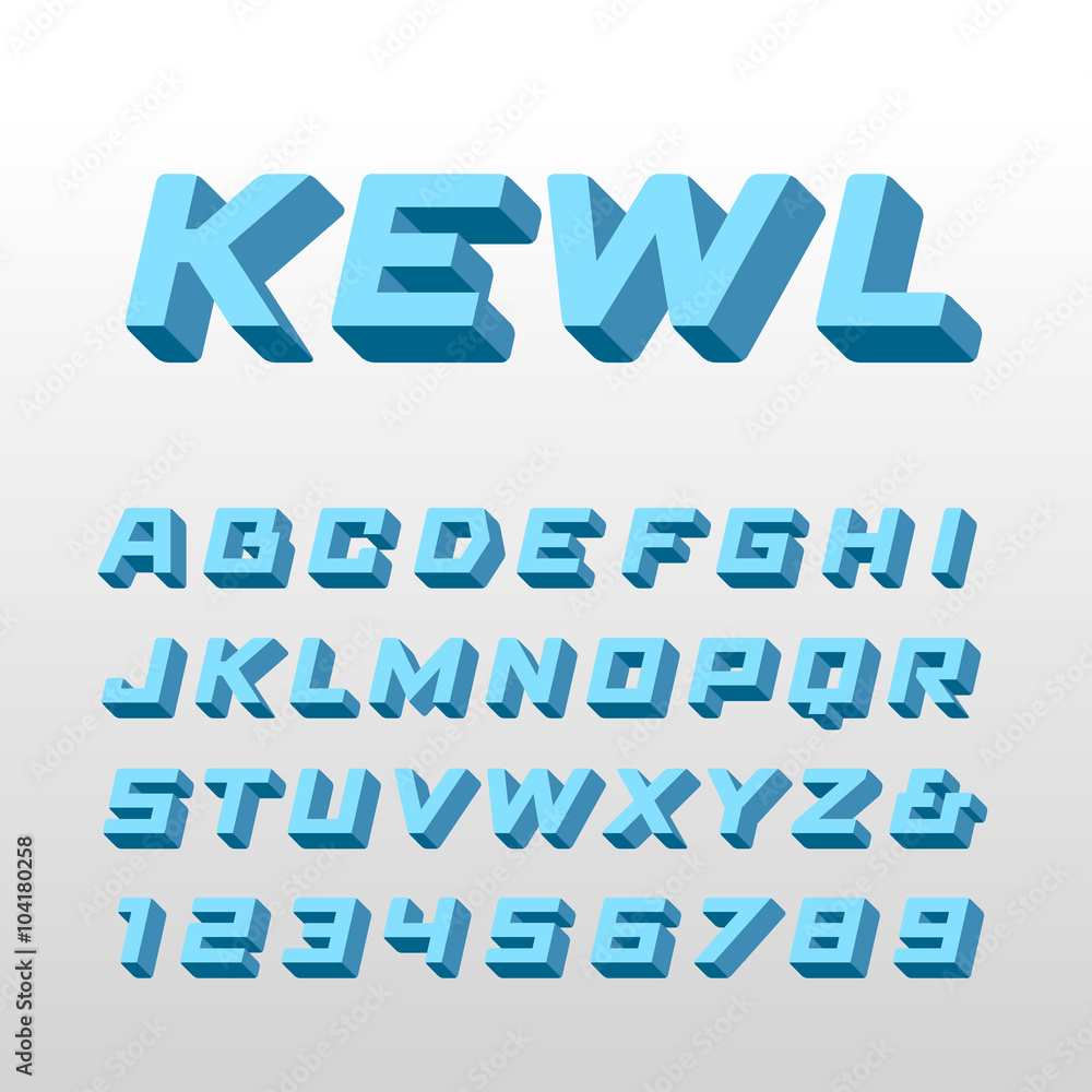 Vector de Stock Isometric font. Vector alphabet with 3d effect letters ...