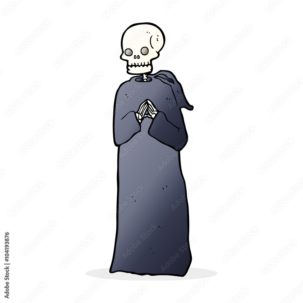 cartoon skeleton in black robe Stock Vector | Adobe Stock