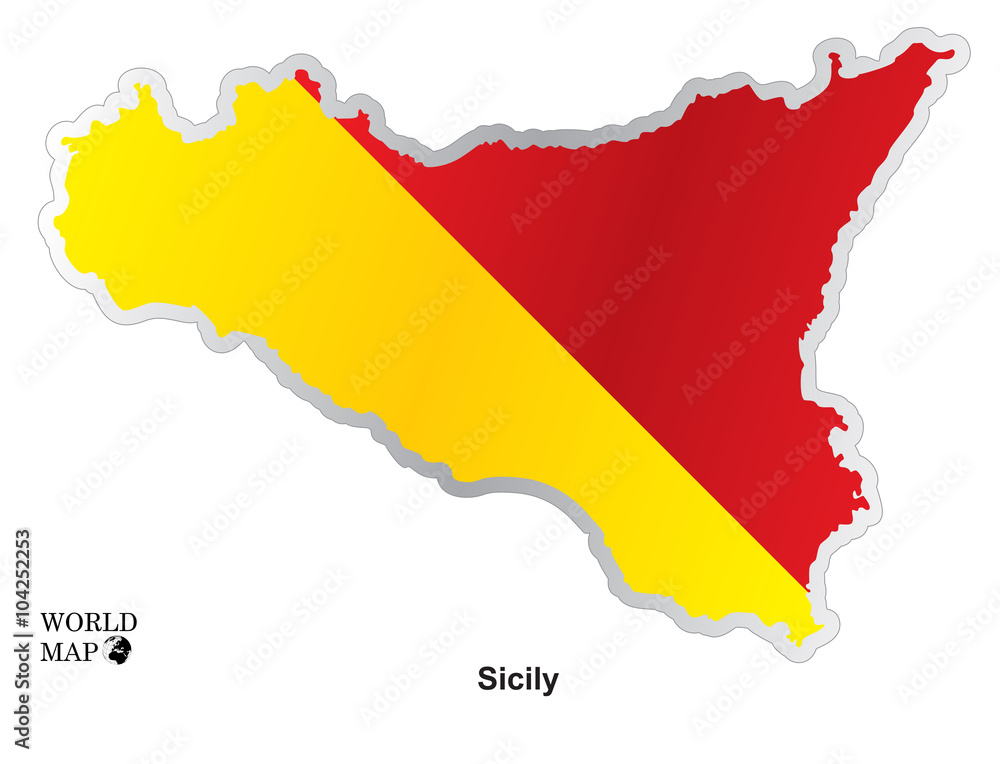 Map Sicily.Map with flag. Stock Vector | Adobe Stock