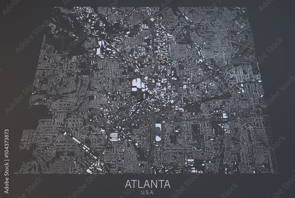 Cartina Atlanta, vista satellitare, Stati Uniti Stock Illustration ...