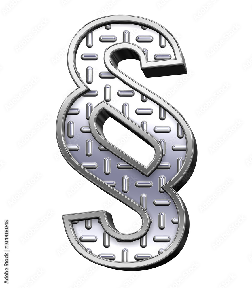 Paragraph sign from steel tread plate alphabet set, isolated on white ...