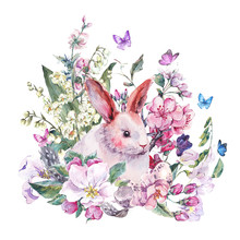 Easter Bunny Rabbit Floral Wreath Free Stock Photo - Public Domain Pictures