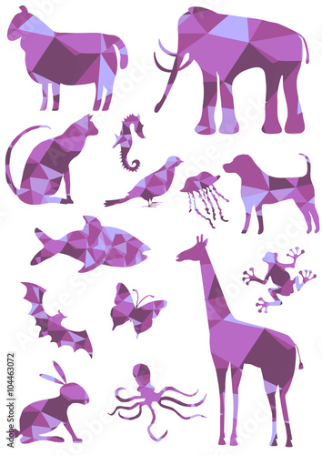 bright vector triangles animals collection Stock Vector | Adobe Stock