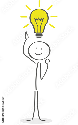 Strichmännchen freut sich über eine Idee Stock-Vektorgrafik | Adobe Stock