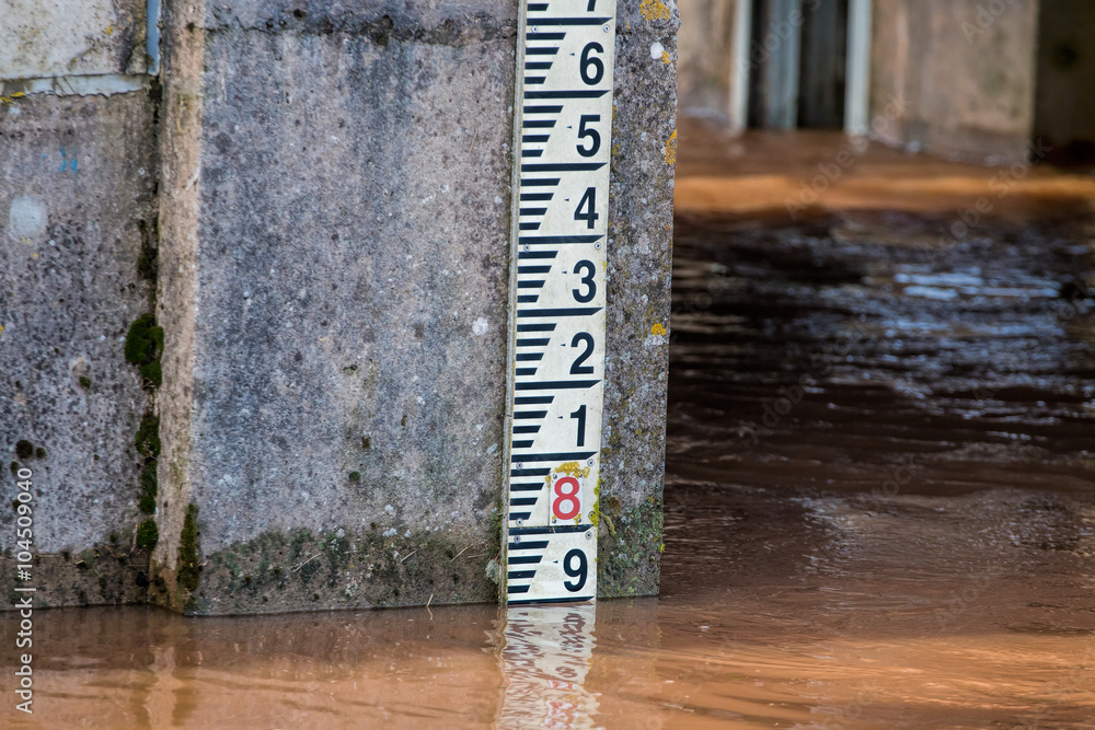 River Level Marker Gauge For Measurement. High Water Levels Stock Photo ...