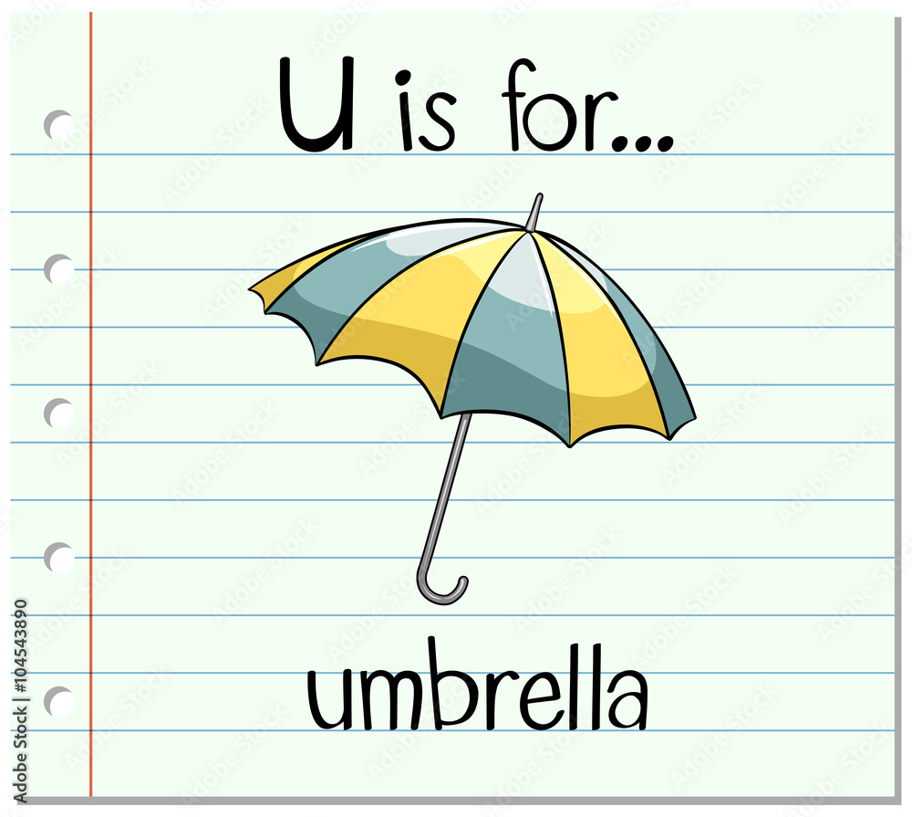 Flashcard letter U is for umbrella Stock Vector | Adobe Stock