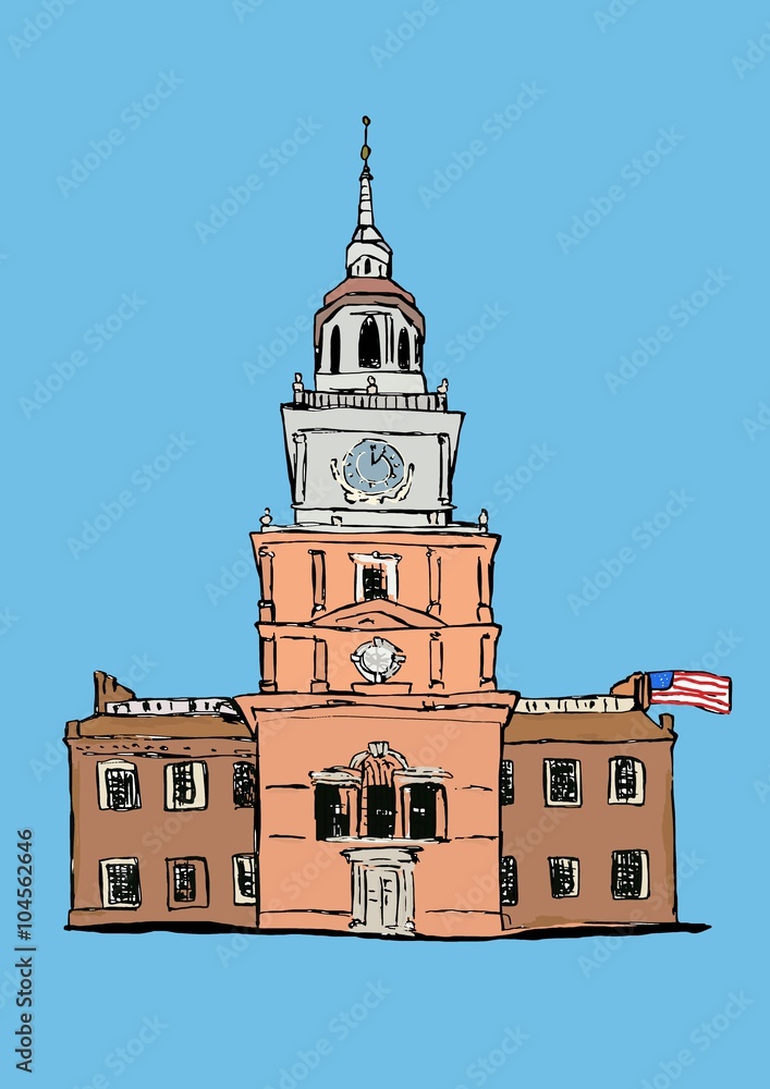 Independence Hall sketch Stock Illustration | Adobe Stock