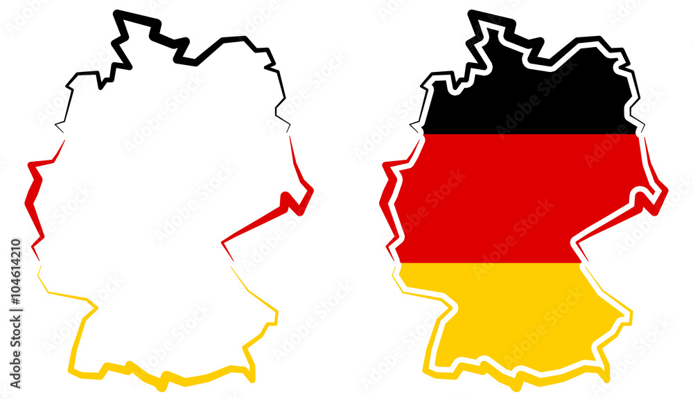 Mapa Niemiec - kontur, barwy Stock Illustration | Adobe Stock