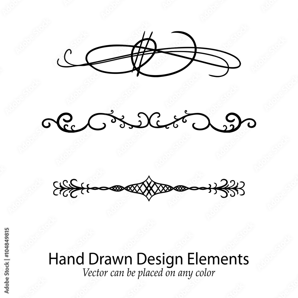 abstract vector design elements, set of beautiful fancy curls and ...