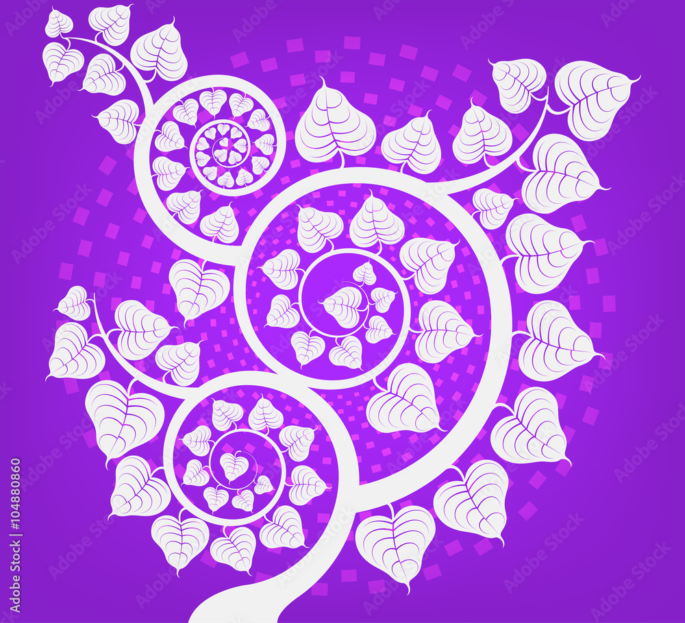 Silver Bodhi tree scene,Asian culture vector abstract background Stock ...