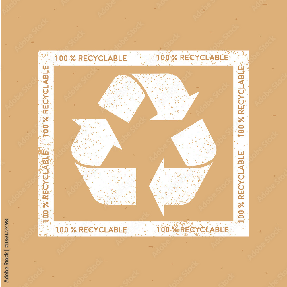 Recycle sign on kraft background. Vector shabby sign recycle Stock ...