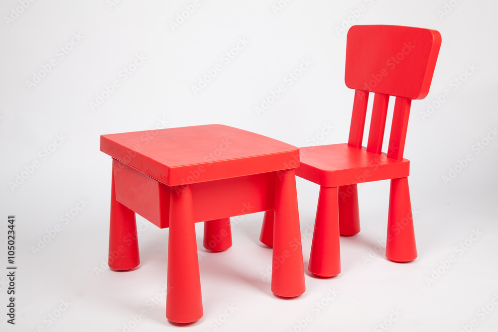 red chair and red table for children in kindergarten preschool ...