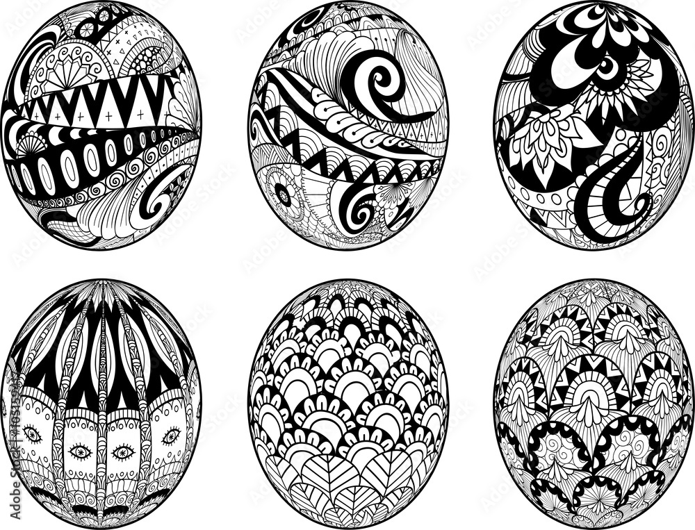 Zentangle easter eggs for coloring book for adult Stock Vector | Adobe ...