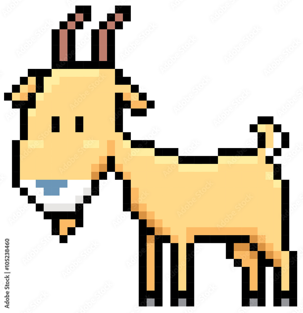 Vector illustration of cartoon Goat - Pixel design Stock Vector | Adobe ...