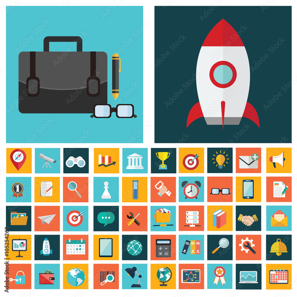 digital marketing symbol, business development items, social media ...