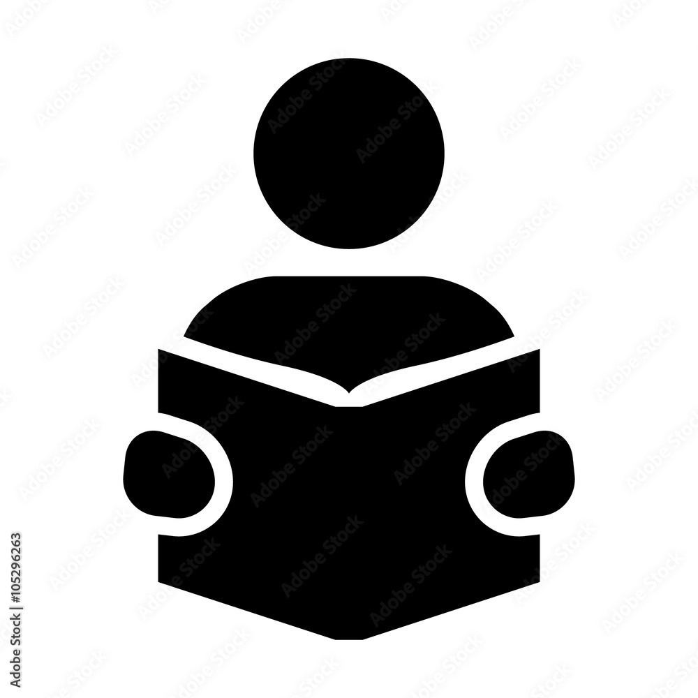 Reading or learning with book flat icon for education apps and websites ...
