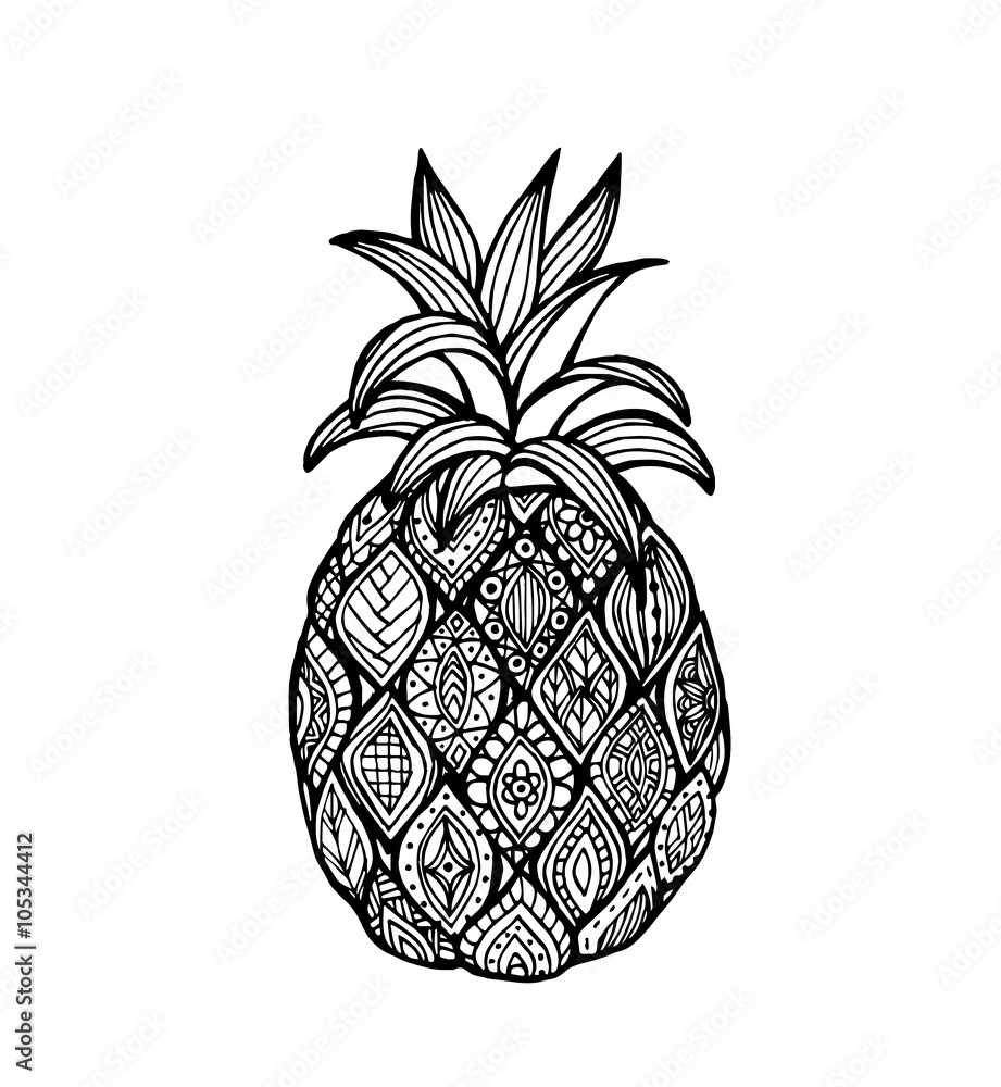 Vector of Pineapple in zentangle style Stock Vector | Adobe Stock